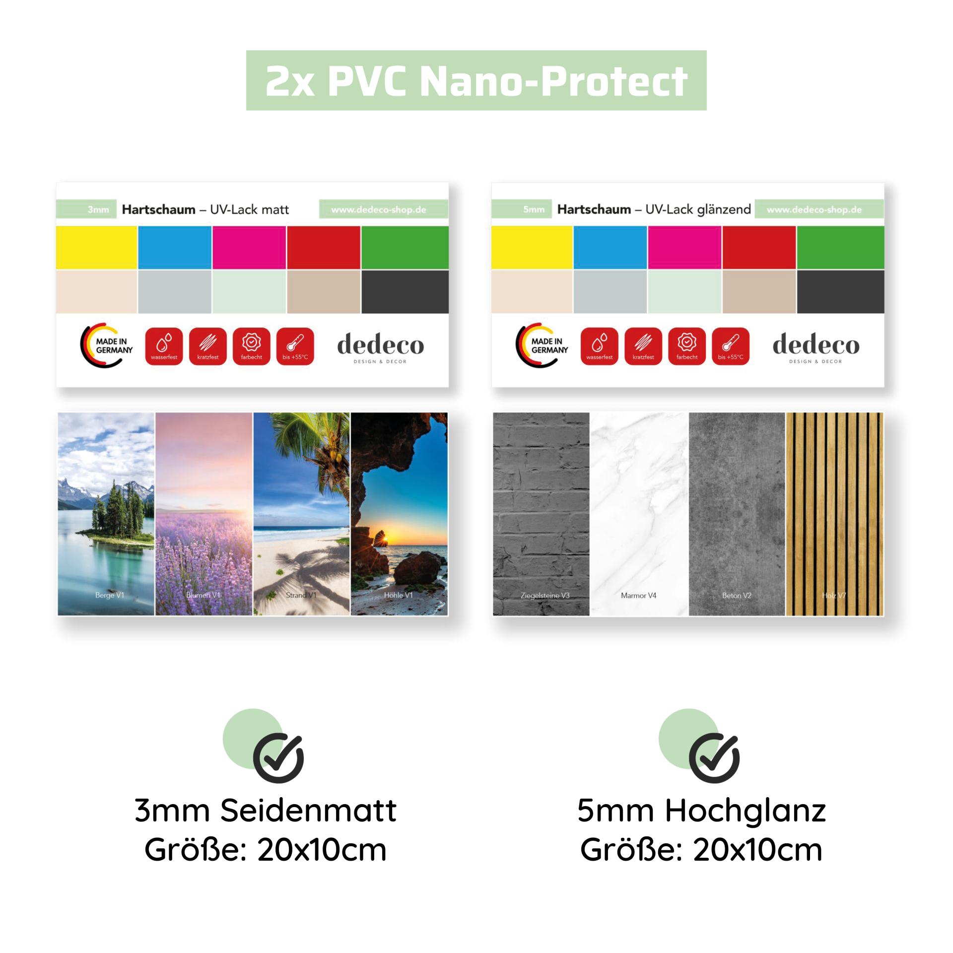 Musterpaket, 5x Musterstücke inkl. Motive & Farbtöne | S1007263