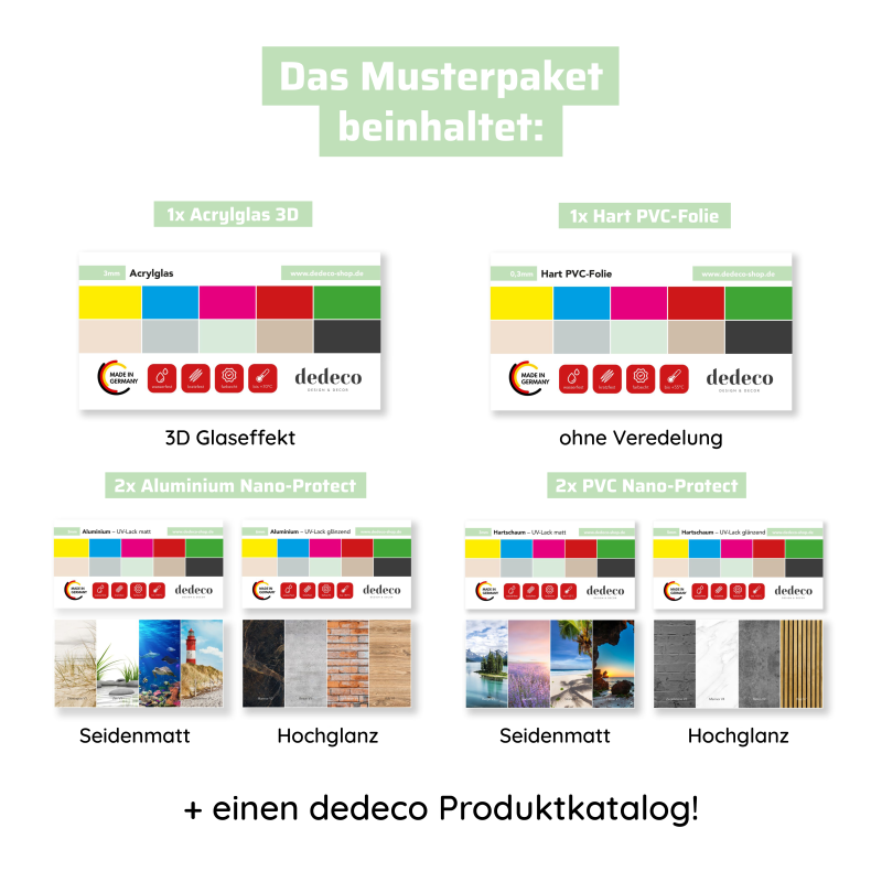 Musterpaket, 5x Musterstücke inkl. Motive & Farbtöne | S1007263