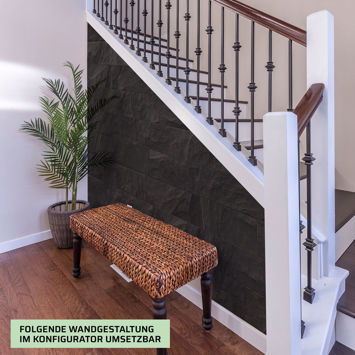 Wandverkleidung und Dekowand für Foyer/Flur mit Stein V6 Motiv